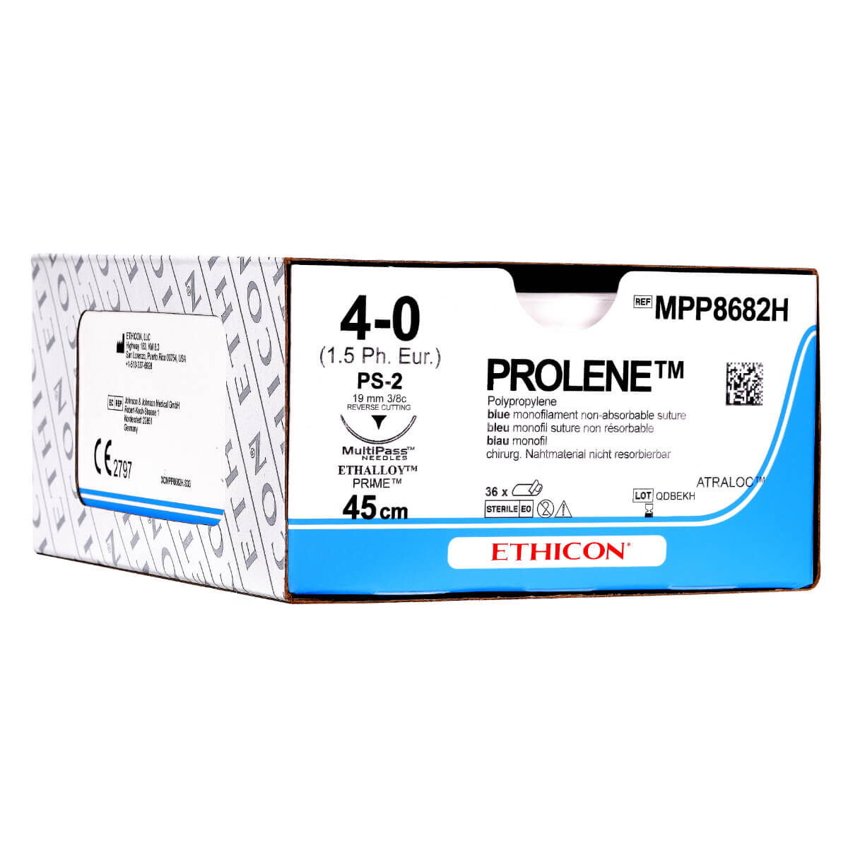 Ethicon PROLENE (Polypropylen) Nahtmaterial USP 4/0 (EP 1,5), 45 cm und PS2 VB 19 mm, VISI-BLACK ...