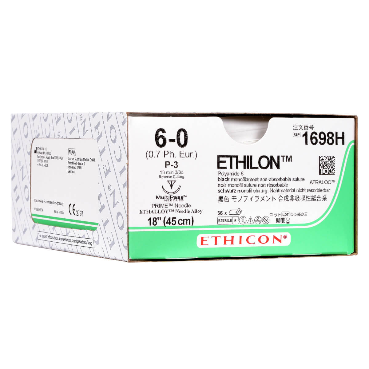 Ethicon ETHILON (Polyamid) Nahtmaterial USP 4/0 (EP 1,5), 45 cm und FS2 19 mm online kaufen